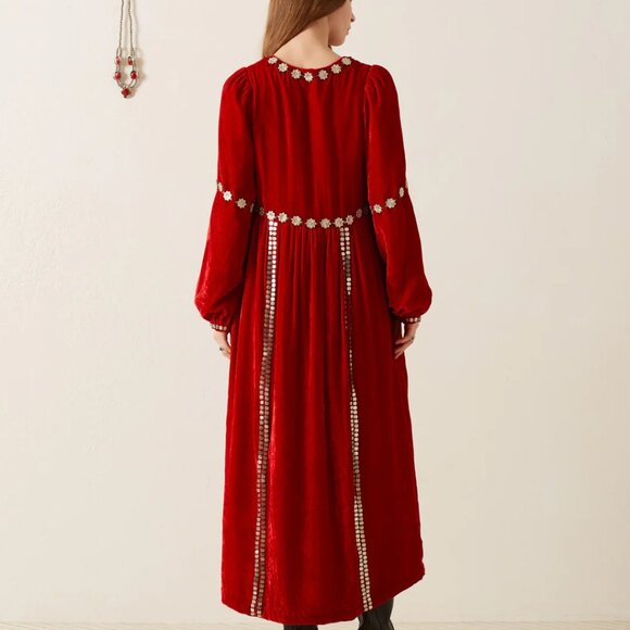 Alix Of Bohemia | Dresses | Imogen Ruby Silk Velvet Dress | Poshmark